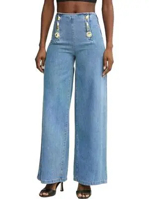 SIMONA CORSELLINI Button-embellished Jeans - Blue