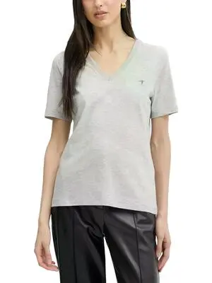 TRUSSARDI V-neck Logo Print T-shirt - Grey