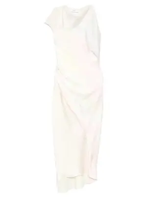 Victoria Beckham Sleeveless Draped Asymmetric Dress - Neutrals
