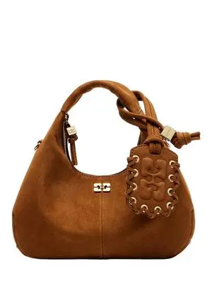 GANNI Ganni Suede Mini Top Handle Bag Brown