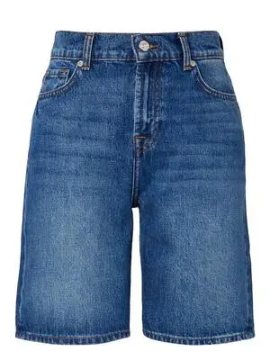 7 For All Mankind Lola Distressed Denim Bermuda Shorts - Blue