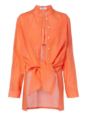 Alaïa Layered Cotton And Linen Shirt - Orange