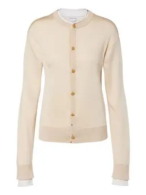 Bottega Veneta Nodo Quadro Layered Silk Cardigan - Beige