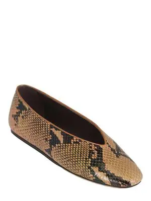 Le Monde Beryl Snake-effect Leather Ballet Flats - Neutrals