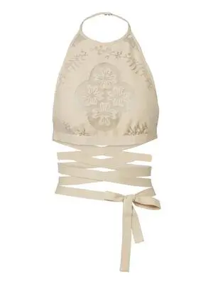 VALENTINO Valentino Open-Back Cotton-Blend Crop Top