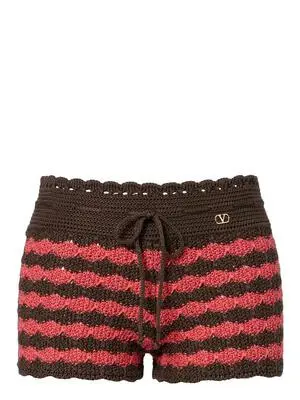 Valentino Garavani Striped Knitted Cotton Shorts - Multicoloured