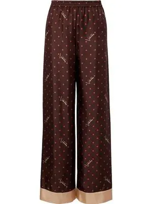 Valentino Garavani Printed Silk Twill Palazzo Pants - Brown