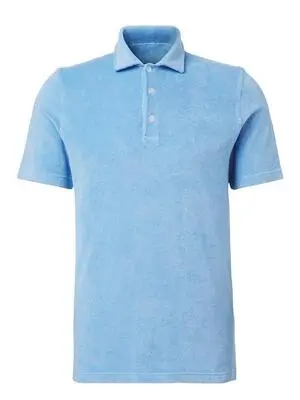 Fedeli Cotton Terry Polo Shirt - Blue