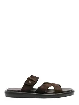 JOHN HARRISON Suede Crossover Sandals - Brown