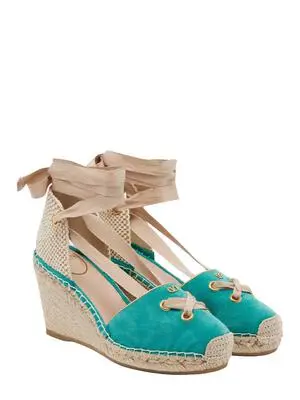 Valentino Garavani Suede Espadrille Wedges - Blue