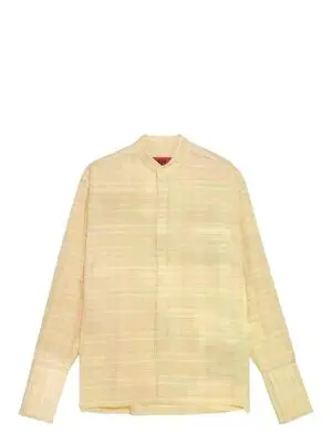 424 Mandarin-collar Frayed-hem Shirt - Neutrals