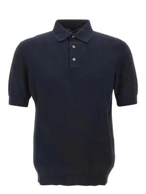 FILIPPO DE LAURENTIIS Checked-stitch Cotton Polo Shirt