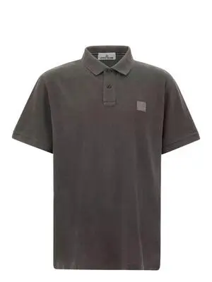 Stone Island Logo-patch Cotton-piqué Polo Shirt - Grey