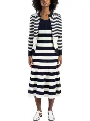 Junya Watanabe Striped Sleeveless Midi Dress - Blue