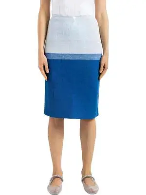 BIELO Colour-block Textured-knit Skirt - Blue