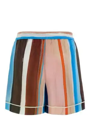Fendi Striped Silk Shorts - Neutrals