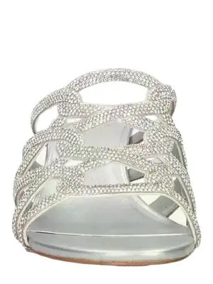 ALBANO Albano Vanity Crystal Embellished Caged Sandals Silver