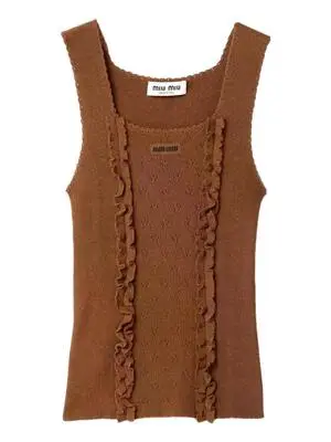 Miu Miu Cashmere And Silk Crochet Knit Top - Brown