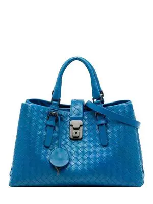 Bottega Veneta Small Nappa Intrecciato Roma Satchel - Blue