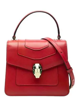 BVLGARI Serpenti Forever Top Handle Bag Satchel - Red