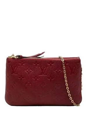 LOUIS VUITTON Monogram Empreinte Double Zip Pochette Crossbody Bag - Red