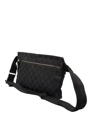 Gucci Gg Canvas Double Pocket Belt Bag - Black