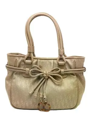 Dior Christian Dior Diorissimo Trotter Canvas Bow Tote Bag Neutrals