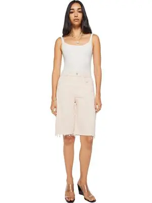 MOTHER The Half-pipe Bermuda Fray Jeans In Puree - Peach