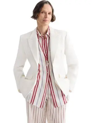 TWP Jasper Blazer In Chintzed Linen - Ivory