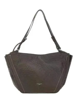 GIANNI CHIARINI Bloom Ostrich-effect Leather Shoulder Bag - Brown