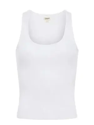 L'Agence L'Agence Adira Scoop-Neck Ribbed Knit Tank Top White