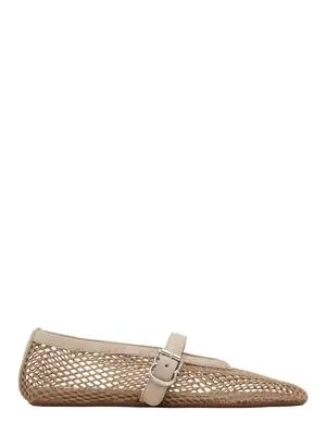 Alaïa Alaïa Fishnet Buckled Ballet Flats Grege