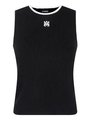 Amiri Rib Knit Logo Tank Top - Black