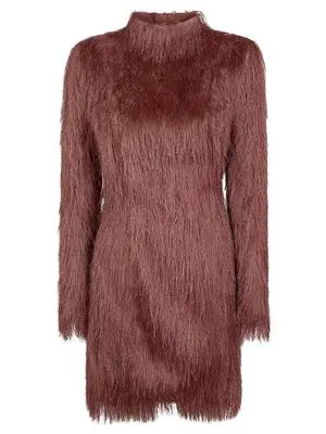 Balmain Long Sleeve Fringe Dress - Beige