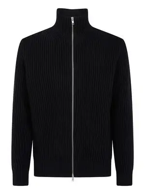 MAISON MARGIELA Full Zip Ribbed Wool Jacket - Black