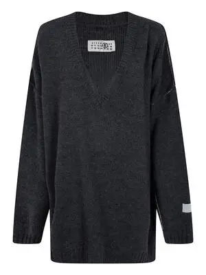 MAISON MARGIELA Oversized V-neck Sweater - Gray
