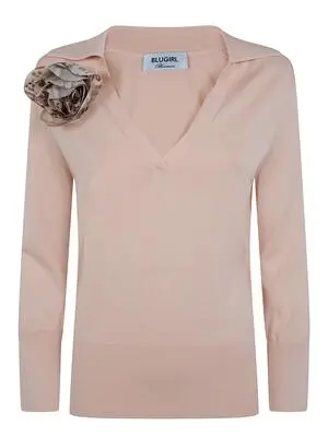 BLUGIRL Polo Shirt With Floral Detail - Pink