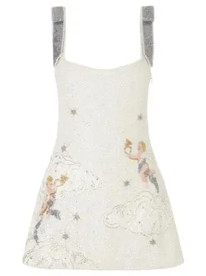 CLIO PEPPIATT Cupid Embellished Tulle Mini Dress - Neutrals