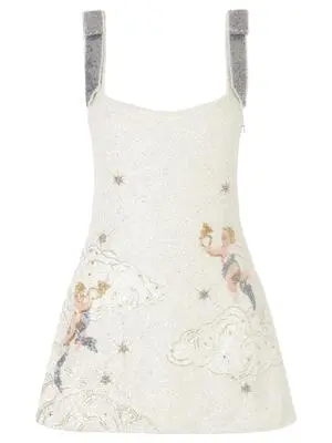 CLIO PEPPIATT Cupid Embellished Tulle Mini Dress - White