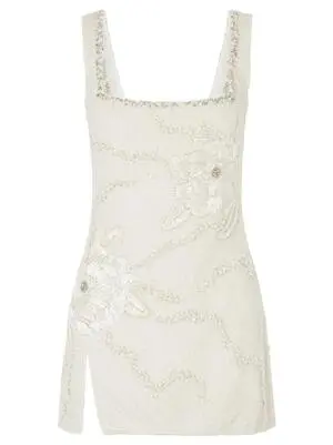 CLIO PEPPIATT Embellished Tulle Mini Dress - Neutrals
