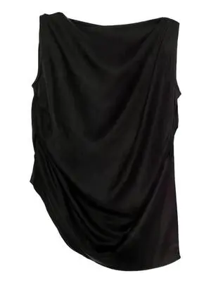 JNBY Asymmetric Draped Sleeveless Top With Cowl Neck - Black