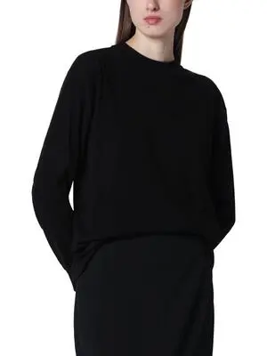 THE ROW The Row Black Cotton Crew-Neck Sweater
