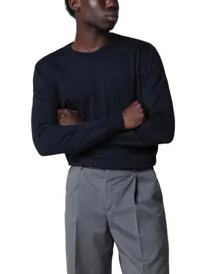 Valentino Garavani Navy Wool Crewneck Sweater - Blue
