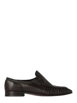 THE ROW The Row Two Soft Nappa Leather Loafers In Lacquer Brown
