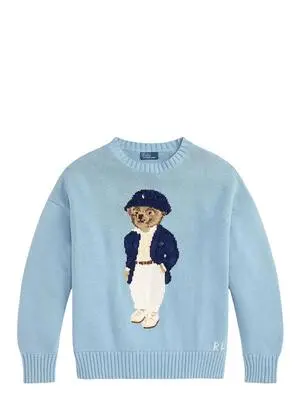 Polo Ralph Lauren Oversize Cotton Sweater With Polo Bear Applique - Blue