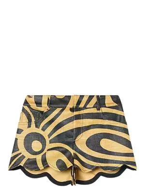 Emilio Pucci Raffia Jacquard Scallop Trim Shorts - Neutrals