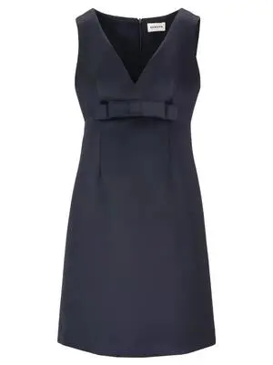 P.a.r.o.s.h Navy Bow Detail V-neck Dress - Blue