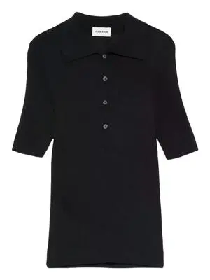P.a.r.o.s.h Ribbed Knit Polo Shirt - Black