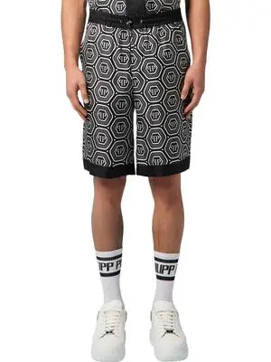 Philipp Plein Monogram Silk Shorts - Black