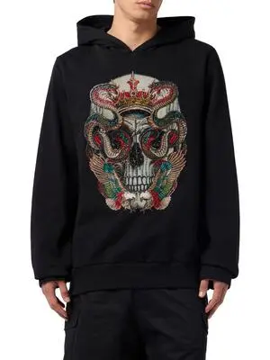 Philipp Plein Embellished Skull Hoodie - Black